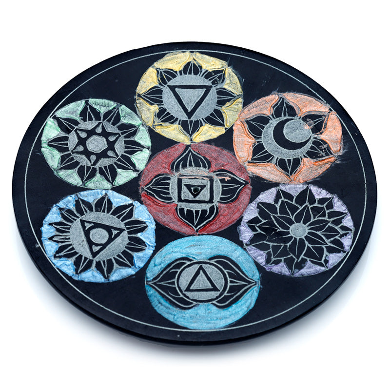 Soapstone Chakra Incense Burner Dish SOB20 by Grin Entertainment Store